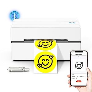 MUNBYN Bluetooth Thermal Shipping Label Printer, 4x6 Wireless Label Printer for Shipping Packages Small Business Office and Home, Support iPhone Android iPad Windows macOS Chromebook Etsy Ebay USPS