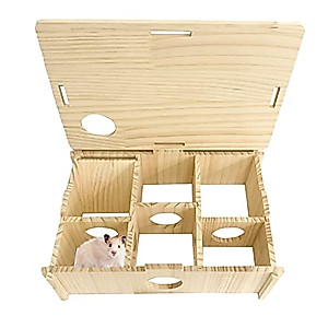 MUYG Hamster Wooden Maze Multi Chamber Exploring Toy Small Animals Hideout Activity Funny Toys Labyrinth Tunnel Hamsters Accessories for Guinea Pigs Dwarf Mice Gerbil