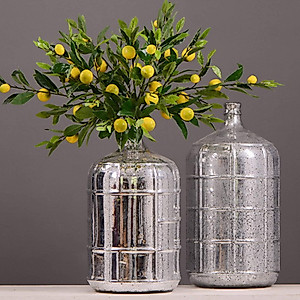 GWOKWAI 4Pcs Artificial Lemon Branch, Fake Lemon Tree Simulation Lemon Branches Artificial Greenery Leaves Branch with Artificial Fruit for Home Wedding Party Garden Decoration Flower Arrangement Art