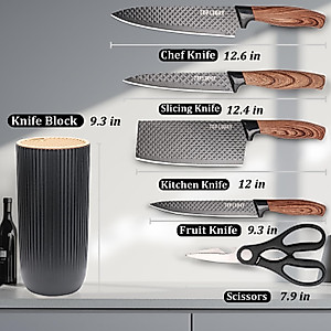Knife Set, KoudHug 6 Pieces Kitchen Knife Set with Universal Knife Block, Super Sharp Chef Knifes for Home and Kitchen, Best Cooking Knife Set, Anti-Rust Stainless Steel Professional Knife Set (Black)
