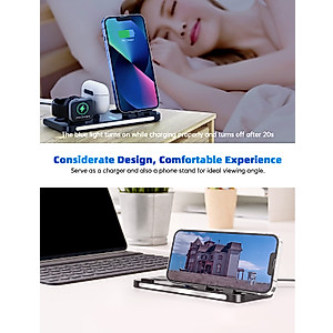 3 in 1 Charging Station, Foldable Charging Stand for Multiple Apple Devices Compatible with iPhone, iWatch, Air Pods, 18W Fast Charge Portable Travel Charger with QC3.0 Adapter