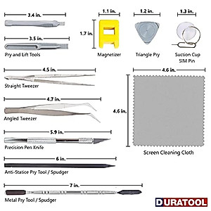 DURATOOL 24-Piece Electronics Computer Tool Kit, Magnetic Precision Screwdriver Set for Screen Repair and Cleaning Cell Phone iPhone Tablets PC Laptop