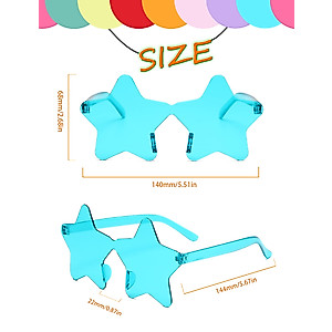 LIULIUBTY Star Shaped Rimless Sunglasses, Jelly Fudge Heart Sunglasses Bachelorette Party, Colorful Funky Sunglasses Party Favors (Mix Colors)