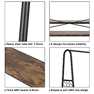 Finnhomy 39.4“L Clothes Rack with 2 Wood Shelves, Clothing Racks for Hanging Clothes Heavy Duty Garment Display Rack, Rustic Metal Portable Closet with Shoes Rack for Bedroom/Entryway/Boutiques