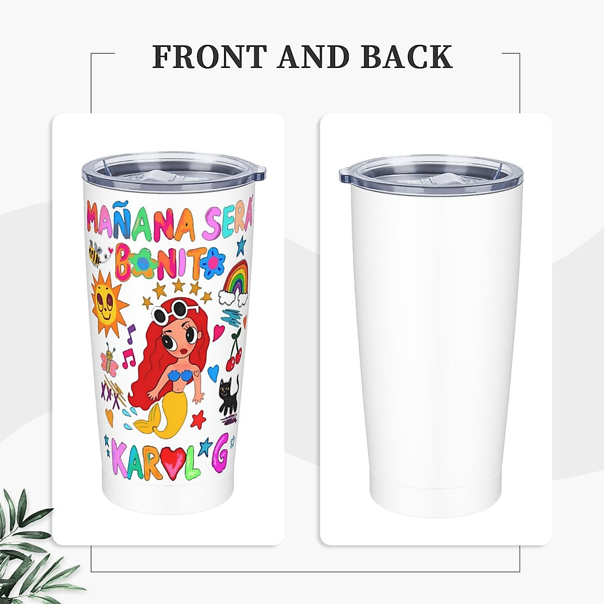 Kiserjens Stainless Steel Insulated Tumbler Vacuum Water Bottle Travel Cup Coffee Mug With Straw,Lid and Brush 20 oz