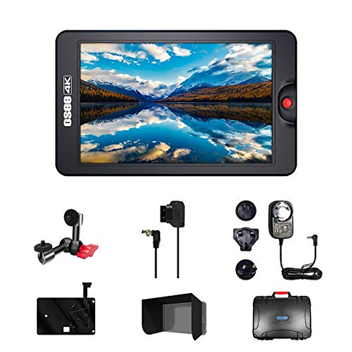 Osee G7 7Inch New Version 3000 Nits Ultra Bright DSLR Camera Field HDR Monitor 1920×1200 3D LUT 3G SDI 4K HDMI in&Out Include Arm Trestle Dtap Cable V Mount Battery Plate Sunshade Pelican Case