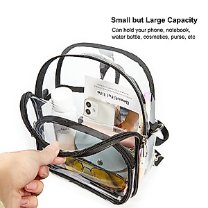 COVAX Clear Mini Backpack, Stadium Approved Clear Crossbody Shoulder Bag, Fashion Women Transparent Backpack for Work, Security Travel, Concert & Sport Event