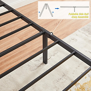 VECELO Twin Platform Bed Frame with Headboard and Footboard, 12'' Under-Bed Storage & Strong Metal Slats Support, No Box Spring Needed