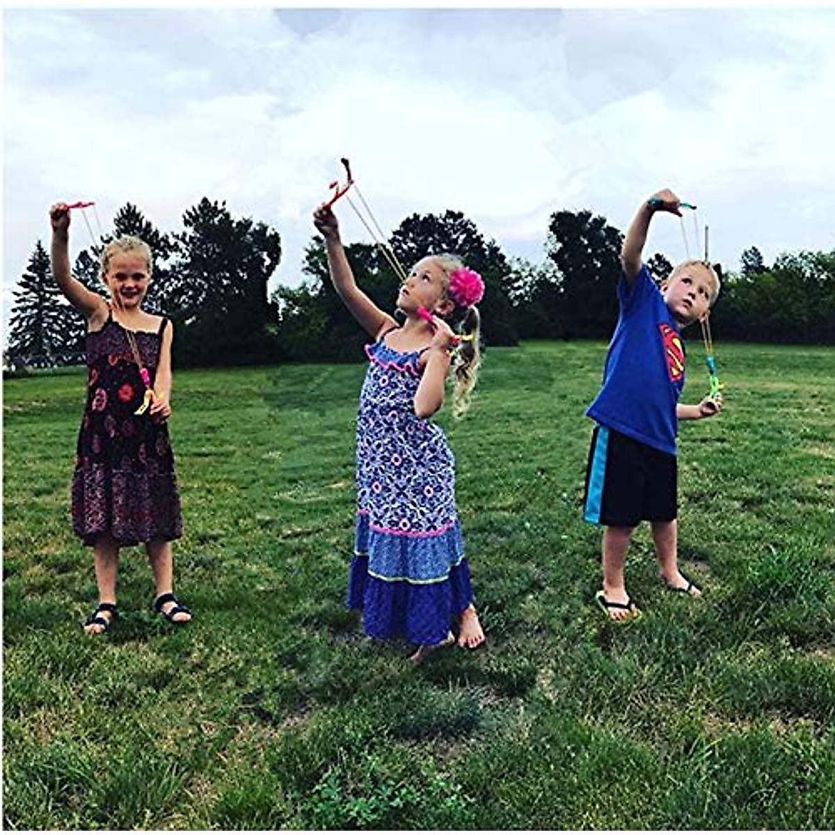 BAIVYLE Flying Toys for Kids Light up LED Helicopters Arrow Slingshot Glow in The Dark Toys Light up Party Favors for Kids Outdoor Camping Games (6pcs)