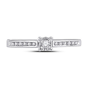 The Diamond Deal 10kt White Gold Womens Round Diamond Solitaire Bridal Wedding Engagement Ring 1/10 Cttw