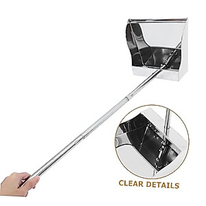 STOBAZA Stainless Steel Trash Shovel Kitchen Cleaning Shop Dustpan Long Handle Dustpan Upright Dust Pan Upright Lobby Dust Pan Industrial Dust Pan Handheld Garbage Dustpan Handled Silver