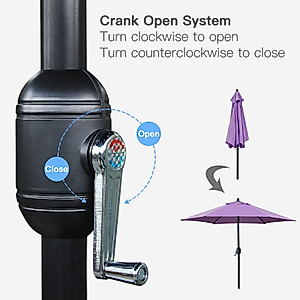 Sunnyglade 7.5' Patio Umbrella Outdoor Table Market Umbrella with Push Button Tilt/Crank, 6 Ribs (Purple)