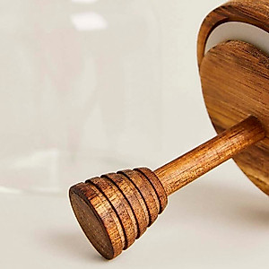 Premium 16oz Honey Jar Set with Transparent Clear Jar with Wood Lid, Glass Jar & Wooden Spoon Dipper - Perfect for Homemade Preserves and Storing Raw Honey