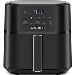 Chefman Air Fryer – 6 QT Compact Airfryer for Quick & Easy Meals in Minutes, Features Hi-Fry Technology for Extra Crisp, Touchscreen Controls with 4 Presets, Nonstick & Dishwasher Safe Basket - Black