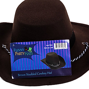 Funny Party Hats Brown Felt Cowboy Hat for Kids and Babies - Western Party Hat - One Size Fits Most