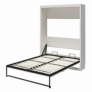 Atlin Designs Modern Wood Queen Size Murphy Wall Bed in Ivory Oak