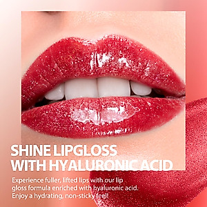LANGMANNI Hyaluronic Acid Lip Gloss Set(3Pcs),Shimmer & Long Lasting Smooth Texture Gloss For Lips Plumping,Moisturizing And Brightening. 0.1oz/pc (#1+#2+#3)