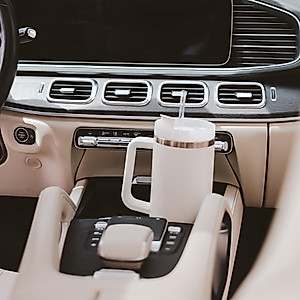 Sweet Water Decor 40 Oz Tumbler with Lid and Straw - Cream Insulated Tumblers for Hot and Cold Drinks - Coffee Tumbler with Narrow Base, Easy-Carry and Comfortable Grip Handle - Leak Proof Tumbler