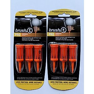 Bonfit New Orange Pro Brush T 2 3/4'' Golf Tees - 2 Packs - 6 Tees