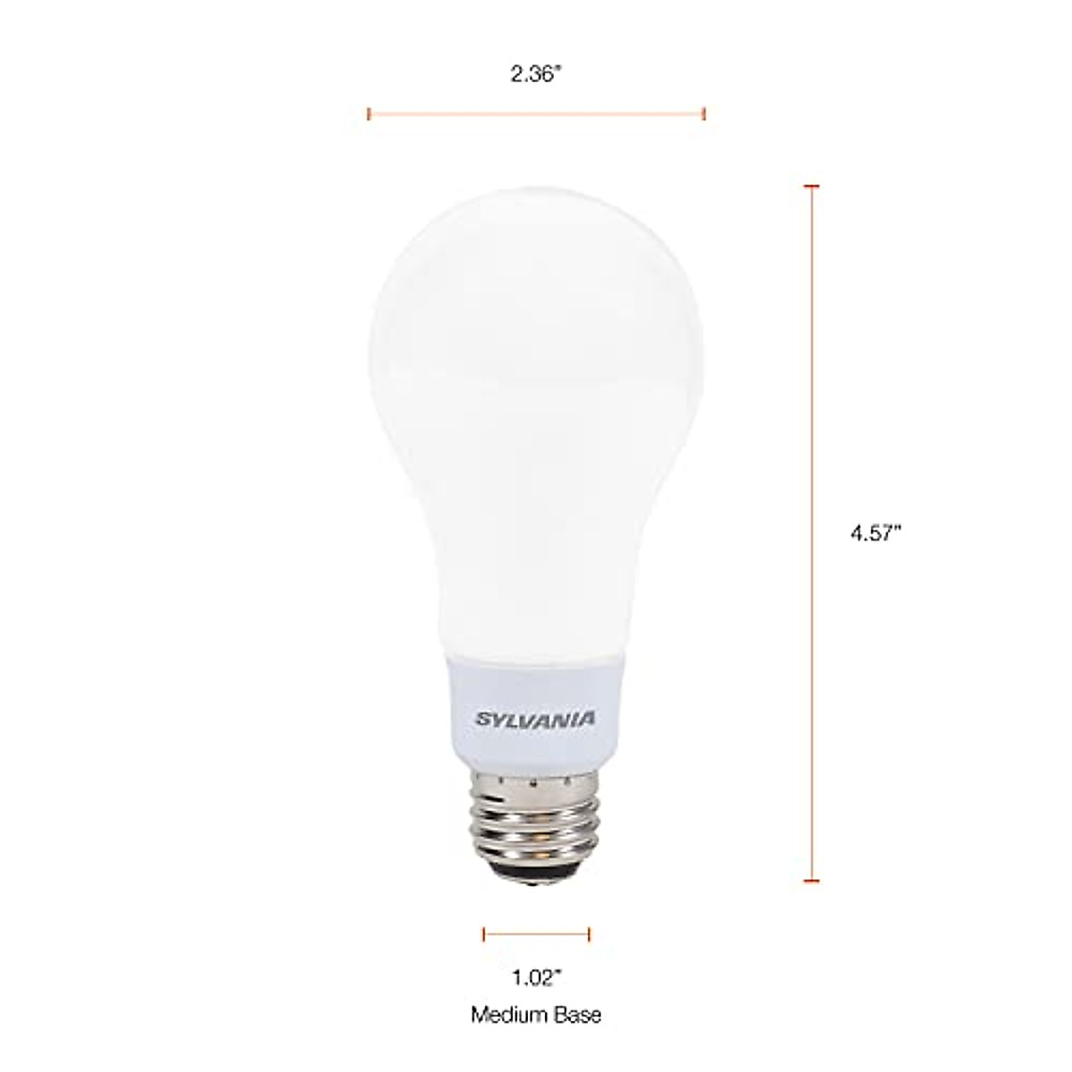 Sylvania Reduced Eye Strain A21 LED Light Bulb, 3-Way 40W / 60W / 100W, 13 Year, Dimmable, Frosted, 5000K, Daylight - 6 Pack (41234)