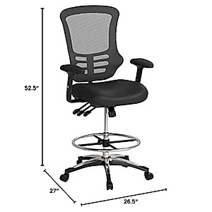 Modway Calibrate Mesh Drafting - Reception Desk Chair - Tall Office Chair in Black