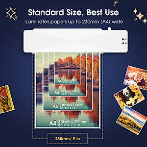 Crenova A4 Laminator Machine 9 Inch Thermal Laminator with Paper Cutter Corner Rounder 10 Laminating Sheets 4 in 1 Desktop Hot Cold Laminating Machine Easy take for Office School Business Use