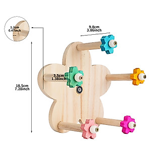 FrgKbTm Wooden Parrots Ferris Wheel Toy with Perches, Bird Toy Rotating Perch Toy, Hanging Bird Stand Cage Accessories for Parakeet Parrot, Cockatiel, Budgerigar,Conure, Lovebirds