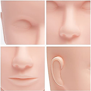 Lash Mannequin Head, BUCICE Practice Training Head, Professional Makeup Soft-Touch Rubber Practice Head, Cosmetology Doll Face Head for Make Up and Lash Extention