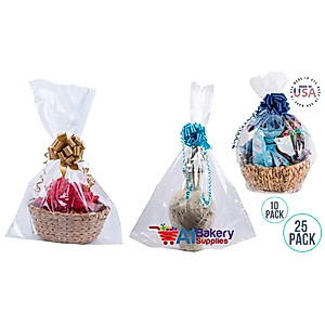 A1 Bakery Supplies Gifwrap Cellophane Bags Gift Warp Basket Bags Gift Basket Bags 10 Pack Bags only (12 In X 24 In)