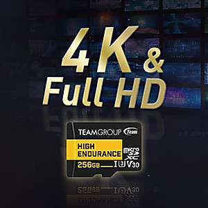 TEAMGROUP HIGH ENDURANCE 128GB Micro SDXC UHS-I U3 V30 4K 100MB/s(Designed for Monitoring) Stable Durable Long Lasting Flash Memory Card for Security Camera,4K&Full HD video recording THUSDX128GIV3002