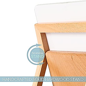 Desktop Glass Whiteboard with Reversable Wood Stand, Tabletop Small Portable Dry Erase White Board Easel, Reusable Desk Notepad 9.5"x6.7" for Office, Home, School, Marker&Eraser Included, Yeoux