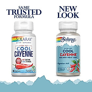 SOLARAY Extra Hot Cool Cayenne 100,000 HU | Healthy Digestion, Metabolism & Cardiovascular Support | 90 VegCaps