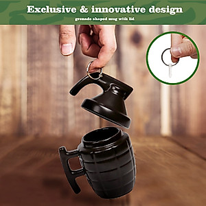 loobuu Fashion Ceramic Coffee Tea Cup, Special Cool Coffee Mug 3D Cool Grenade Design Durable Coffee Tea Cup Attractive Mugs Personalized Porcelain Gifts for Men Women- 9.4OZ (Grenade)