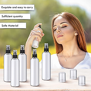 Eccliy 32 Pcs 8 oz Spray Bottles Fine Mist Spray Bottles Clear Empty Plastic Travel Bottles Refillable Mist Sprayer with Spray Cap for Oils Travel Perfumes(Transparent,Clear)