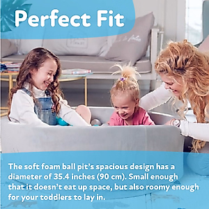 Nuby Velvet Ball Pit - 200 Balls Included - Soft Play Foam Ball Pits for Baby and Toddlers with 200 Colored Balls, Ball Pit Playpen, Indoor Play Gym, Outdoor Play Ball Pit for Babies, Aqua & Gray