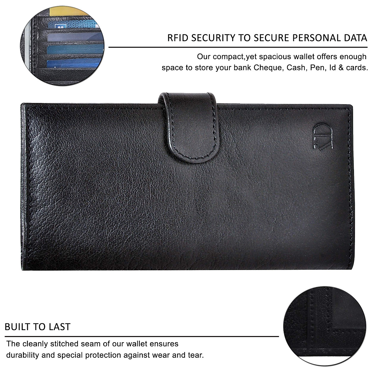 ESTALON Leather Checkbook Cover for Men & Women - Duplicate Checks - RFID Blocking - Slim Wallet with 5 Card Holder Slots - Personal & Business Checks - Standard Register - Gifts for Him, Her