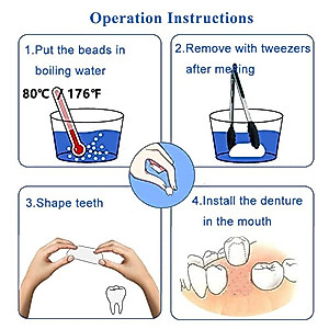 Tooth Repair Kit, Moldable False Teeth Thermal Fitting Beads,Temporary Filling Broken Teeth Gap for Snap On Instant and Confident Smile, Denture Adhesive