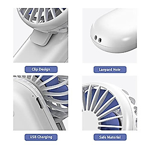 EROSHEBO Mini Clip Fan, 3 in 1 Rechargeable Portable Fan, Handheld Clip Fan for Phone, Laptop