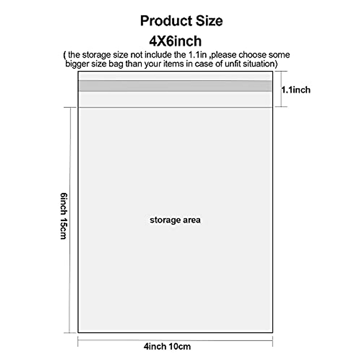 SOMIOCO 100 pcs Clear 4" x 6"(10 x 15cm) Self Seal Cello Cellophane Bags Resealable Poly Bags 2.8 mils for Cookie, Candy, Gift Bakery, Prints, Photos, Cards & Envelopes, Party Decorative