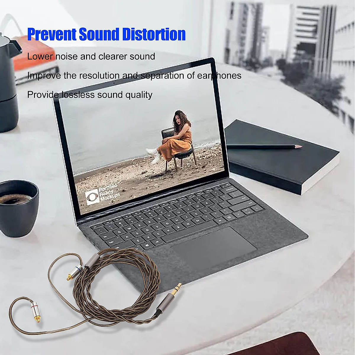 Earphone Cable for Sennheiser IE300 IE600 IE900 SE215 SE846 UE900 TK200, 3.5mm Plug Audio Cable Cord, Upgraded Silver Plated Copper Earphone Wire, 3.9ft