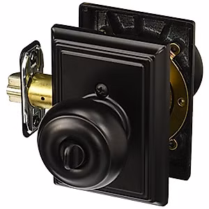 Schlage Lock Company F51AGEO622ADD Matte Black Georgian Keyed Entry F51A Panic Proof Door Knob with Addison Rosette