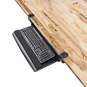 EHO Clamp-On Retractable Adjustable Keyboard Tray, Under Desk Ergonomic Keyboard Tray - Easy Tool-Free Install - Small with Wrist Rest for Enhanced Typing Comfort, Space-Saving, Surface 20" x 11.5"