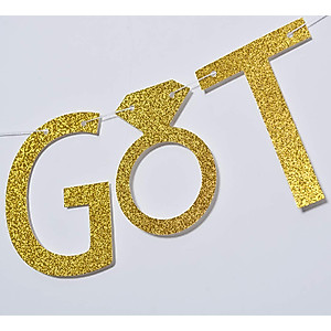 Firefairy™ Shit Just Got Real Gold Glitter Bunting Banner for Funny Wedding, Engagement, Bachelorette,Pregnancy Announcement,Bar Sign