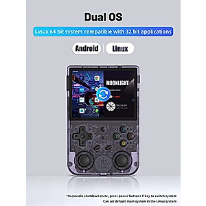 RG353V Handheld Game Console , Dual OS Android 11 and Linux System Support 5G WiFi 4.2 Bluetooth Moonlight Streaming HDMI Output Built-in 64G SD Card 4452 Games (RG353V-Purple)