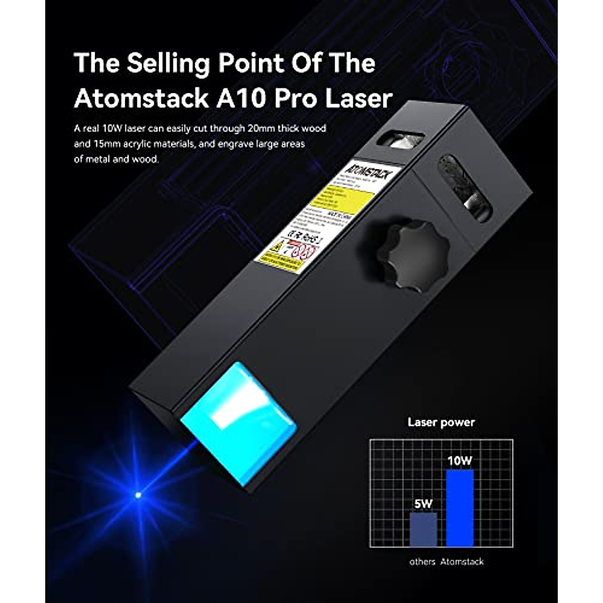 ATOMSTACK A10 pro 50W DIY Laser Cutter and Engraver Machine, 10W Output Power, Eye Protection Compressed Spot 11000mm/min Diode Laser Engraving for Metal and Wood, 410x400mm