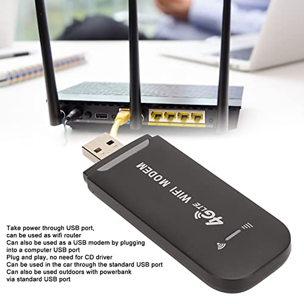4G LTE USB WiFi Router, Mobile WiFi Hotspot Modem Dongle with SIM Card Slot, 150Mbps High Speed, 10 Users Sharing, Wireless Network Adapter for Phone Laptop Tablet