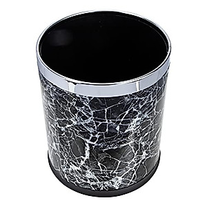 CLISPEED Automotive Garbage Cans Round Marble Trash Can Garbage Container Bin Recycle Trash Can Open Office Wastebasket Double Layer Garbage Can for KTV Bar Bathroom Black Car Trash Cans