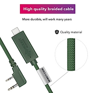 MIRKIT FTDI USB-C Baofeng Programming Cable Green for Flashing Analogue Ham Radio: Baofeng, Wouxun, Kenwood, Archell, Retevis. Compatible with Windows, Mac, Ubuntu OS