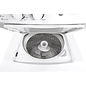 GE GUV27ESSMWW Unitized Spacemaker 3.8 Washer with Stainless Steel Basket and 5.9 Cu. Ft. Capacity Long Vent Electric Dryer, White