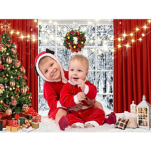CYLYH 7x5ft Christmas Window Backdrop for Photography Winter Snow Scene Xmas Party Decorations Background Christmas Festival Party Banner Backdrop D586